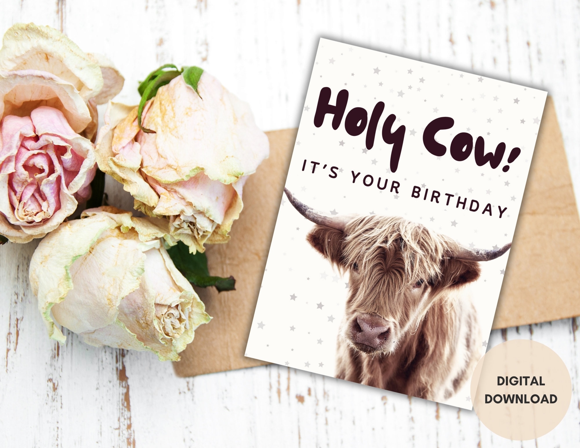 Highland Cow Birthday Cards: Set of 7 Printable 5x7 Designs (PDF & JPG ...