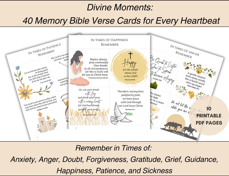 40 Memory Bible Verse Cards Encouraging Verses Scripture Cards Bible ...