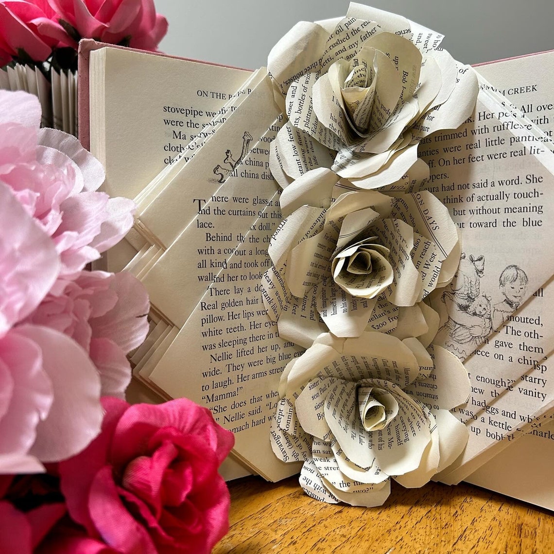 Handcrafted Roses Folded Book Art, Made With Preloved Books - Etsy