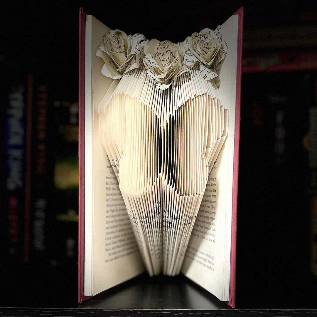 Butterfly and Roses Folded Book Art, Handcrafted With Preloved Books ...