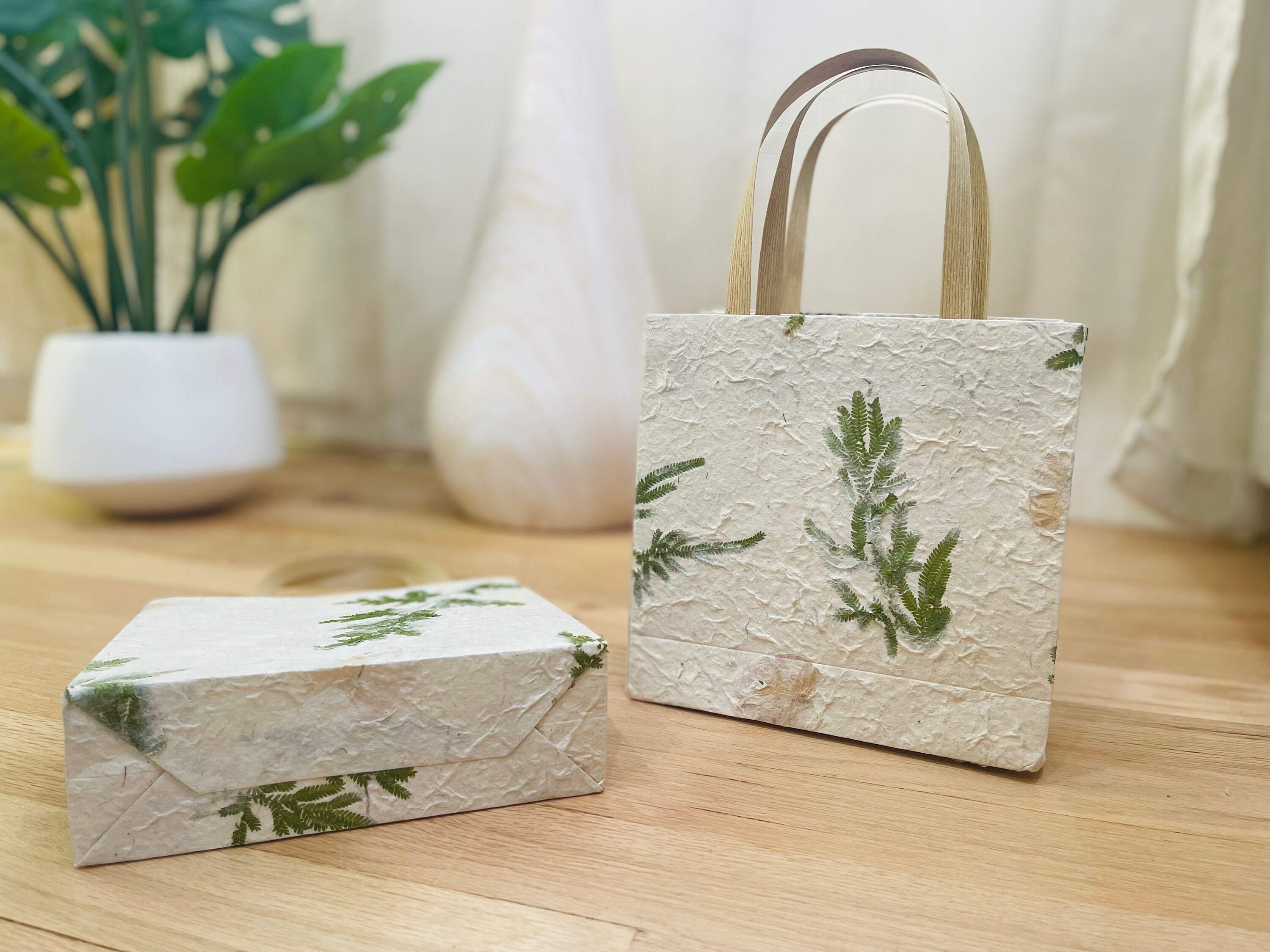 Natural Handmade Paper Gift Bags With Real Leaves and Flowers - Etsy