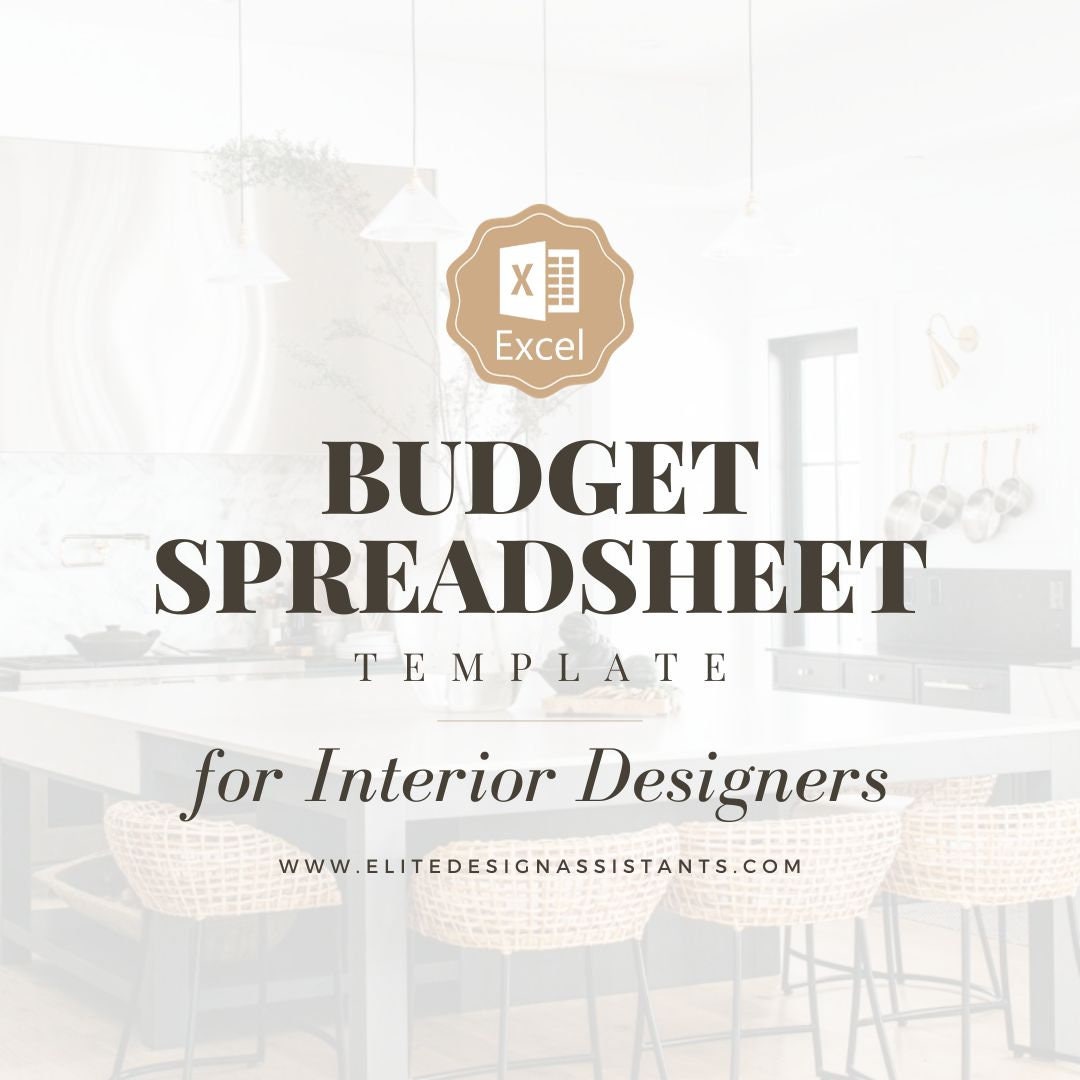 Budget Spreadsheet Template for Interior Designers, Excel Spreadsheet ...