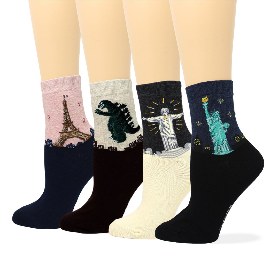 LIVEBEAR | 4 Pairs | Women’s Cute Funny Novelty Casual Cotton Crew ...