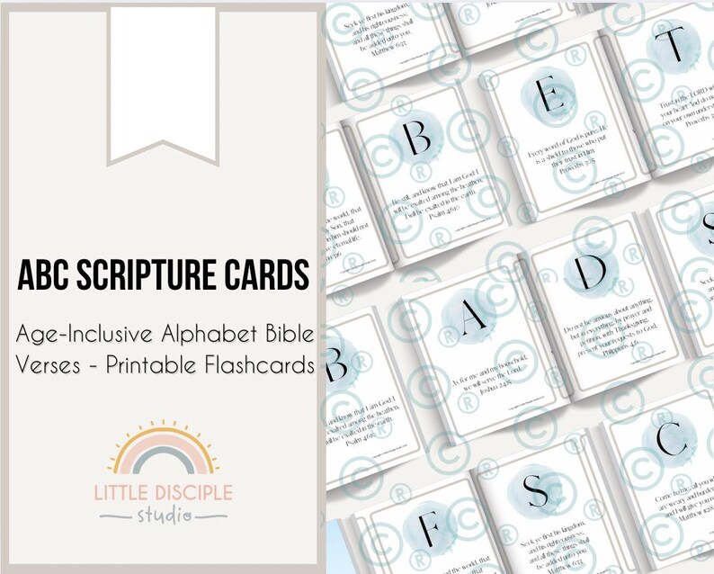 ABC Scripture Cards - Age-inclusive Alphabet Bible Verses - Printable ...