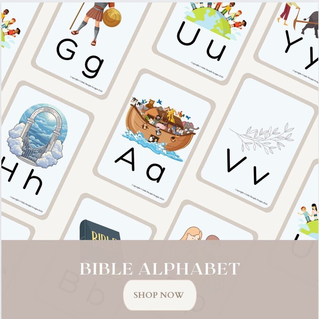 Bible Alphabet Flashcards for Kids Christian ABC Learning Cards - Etsy