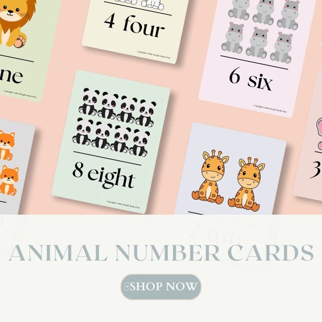 Animal Number Cards 1-10 - Pastel Colors - Educational Counting Cards ...