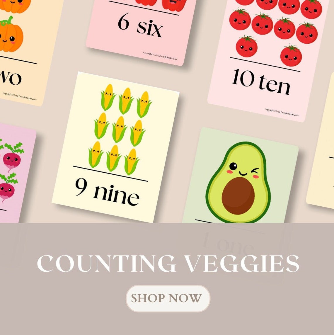 Vegetable Numbers Flashcards - Educational Counting Cards for Kids - Etsy