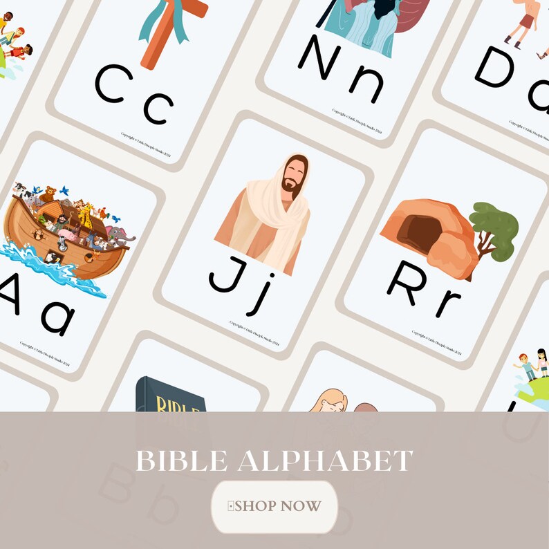 Bible Alphabet Flashcards for Kids | Christian ABC Learning Cards ...