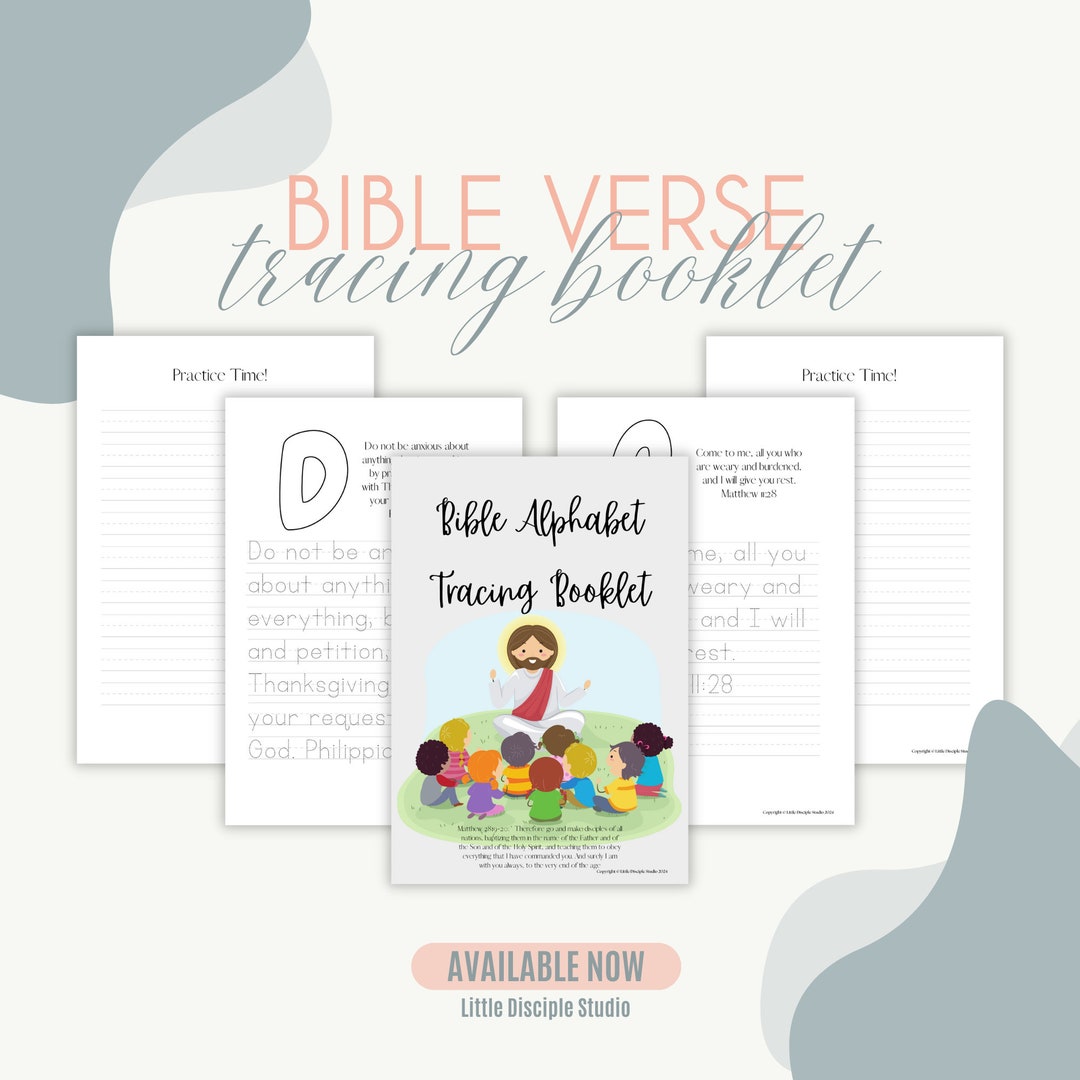 Alphabet Bible Trace Worksheet for Kids - Learn A-Z With Bible Verses ...