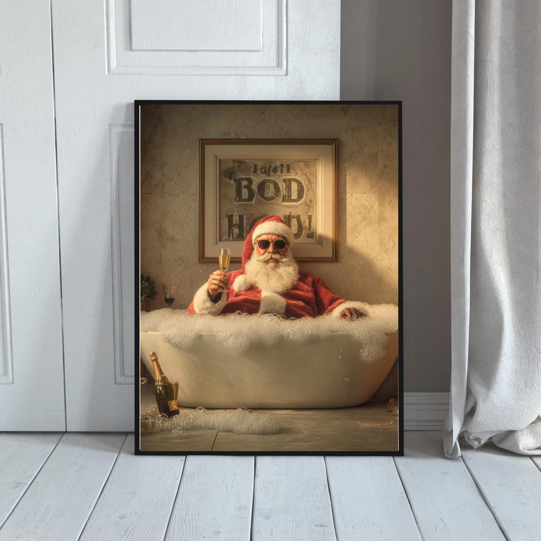 Funny Santa Bath Print, Pop Art Christmas Decor (digital Download) - Etsy
