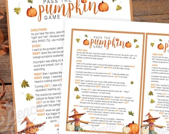 Fall Pass the Pumpkin Game, Fall Game, Autumn Games Printable, Fall ...