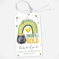 Printable St Patrick’s Day Tag, Printable Gift Tag, Boho Green Rainbow ...