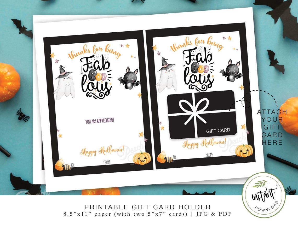 Printable Halloween Gift Card Holder, Teacher Appreciation Gift ...