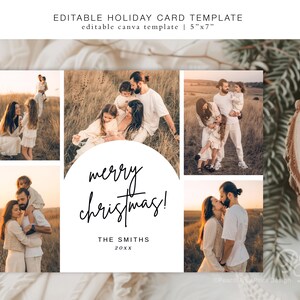 Modern Holiday Card, Minimalist Photo Christmas Card, Editable ...