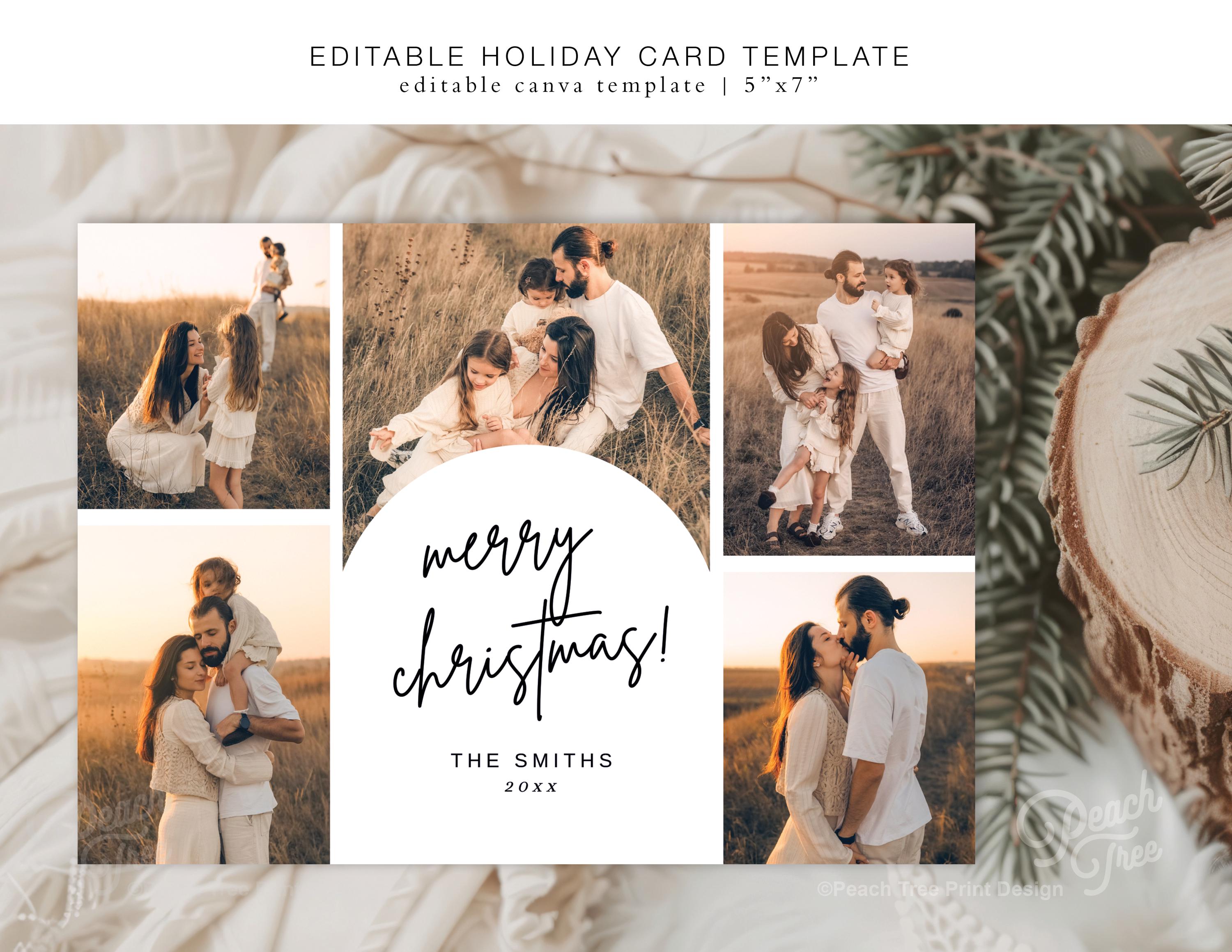 Modern Holiday Card, Minimalist Photo Christmas Card, Editable ...