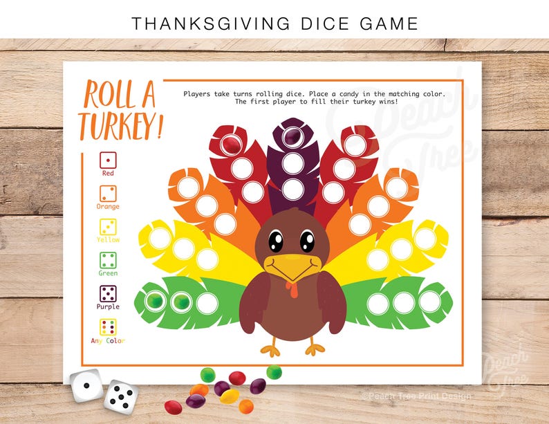 Roll A Turkey Game, Printable Thanksgiving Game, Fall Activity Sheets ...