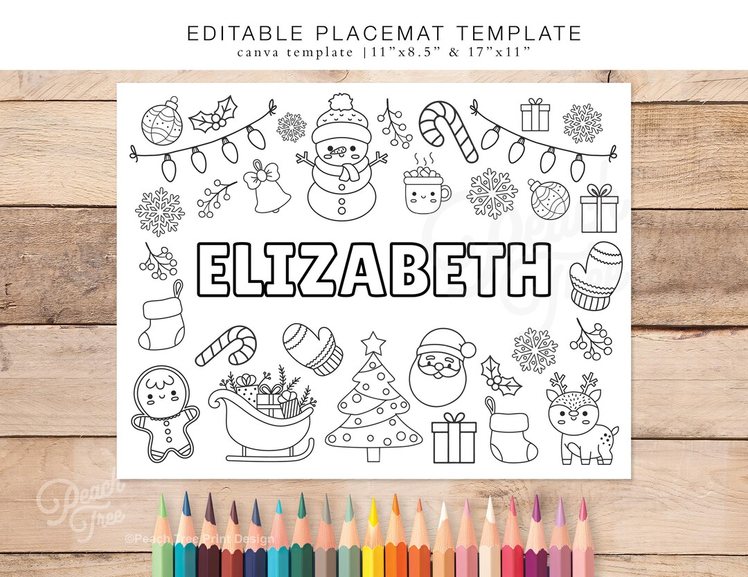 Editable Christmas Placemats for Kids, Personalized Christmas Placemats ...