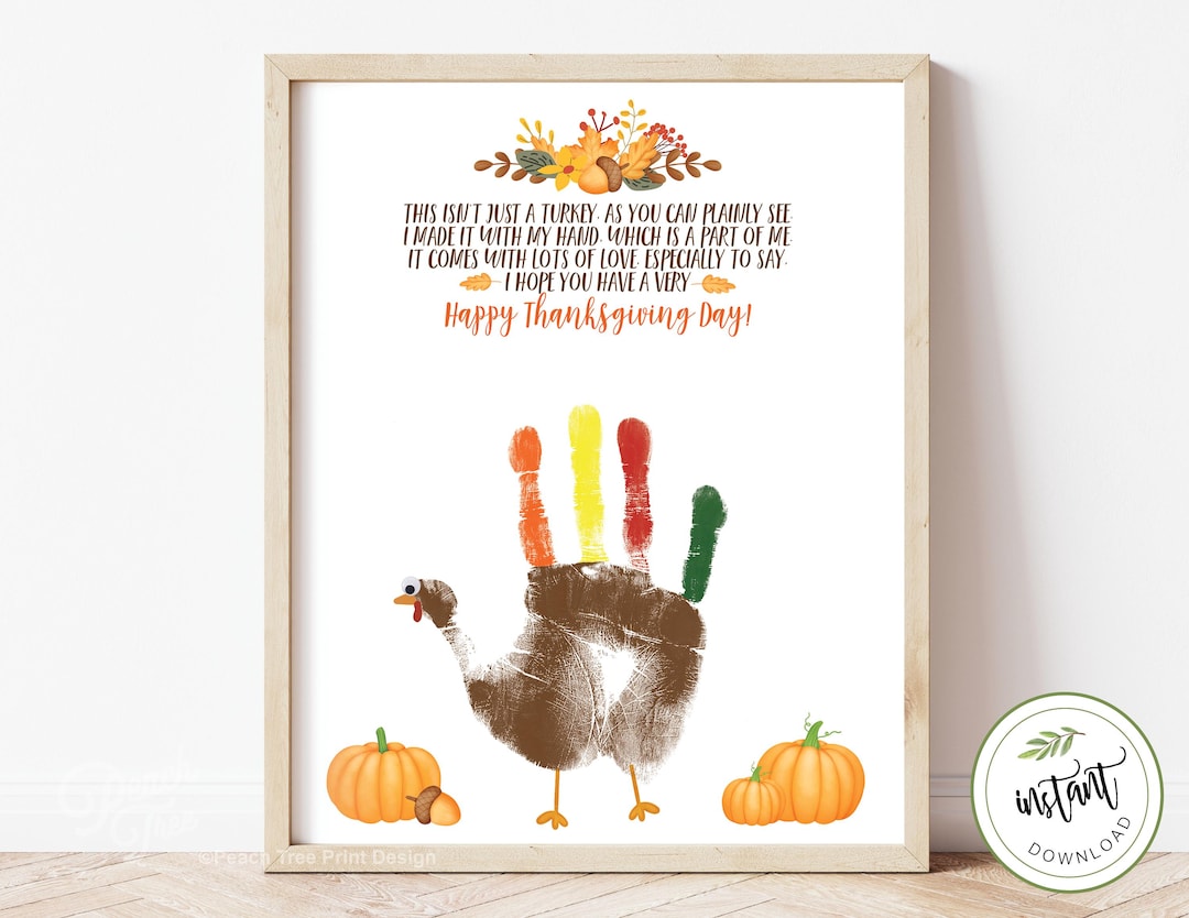 Turkey Handprint Craft, Thanksgiving Handprint Art, Thanksgiving ...