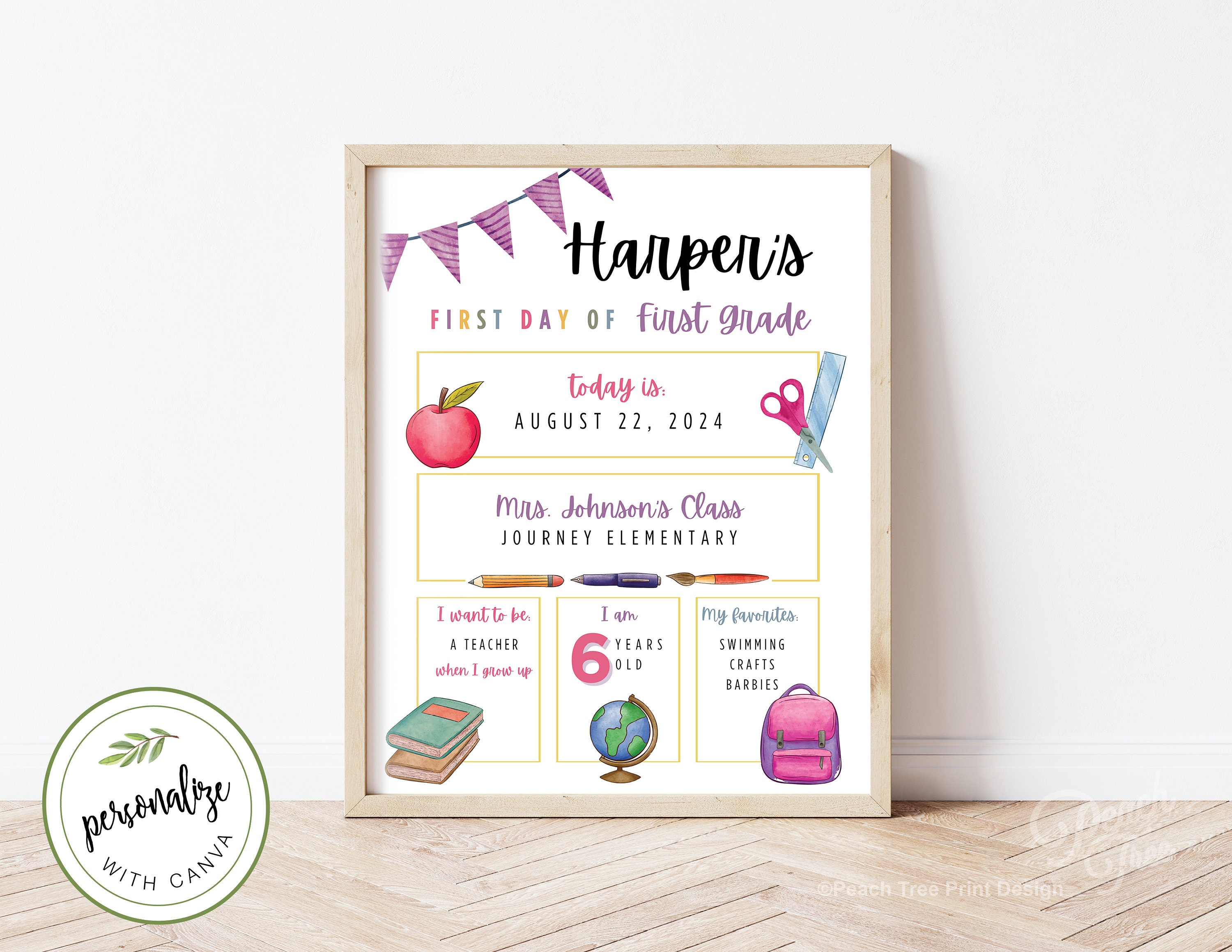 Editable First Day of School Sign, Personalized First Day of School ...