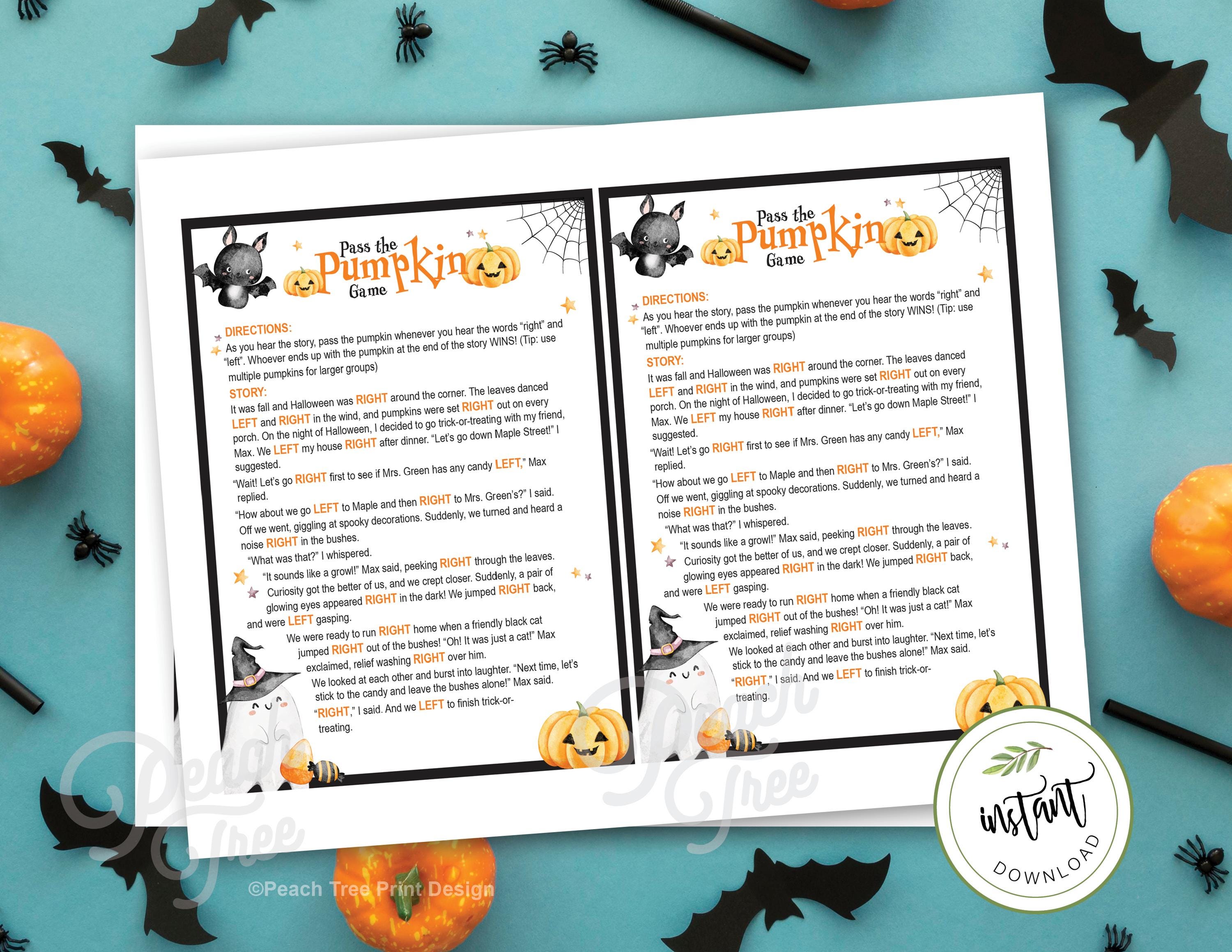 Pass the Pumpkin Game, Halloween Printable, Left Right Game, Halloween ...