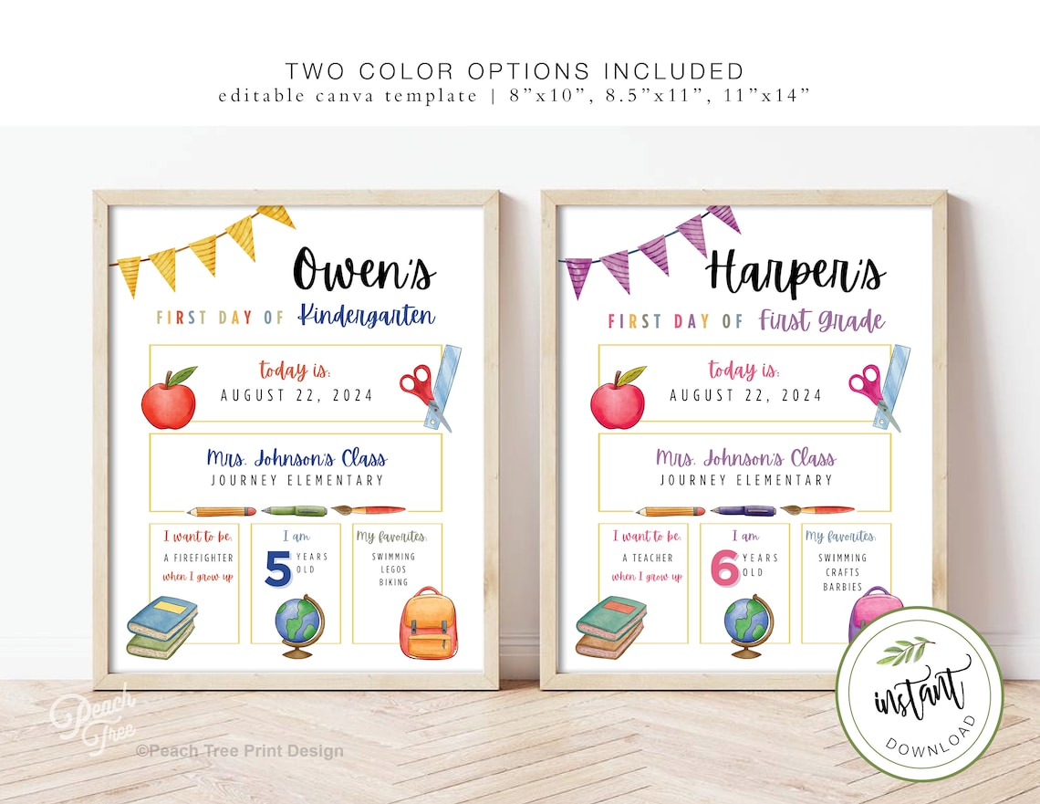 Editable First Day of School Sign, Personalized First Day of School ...