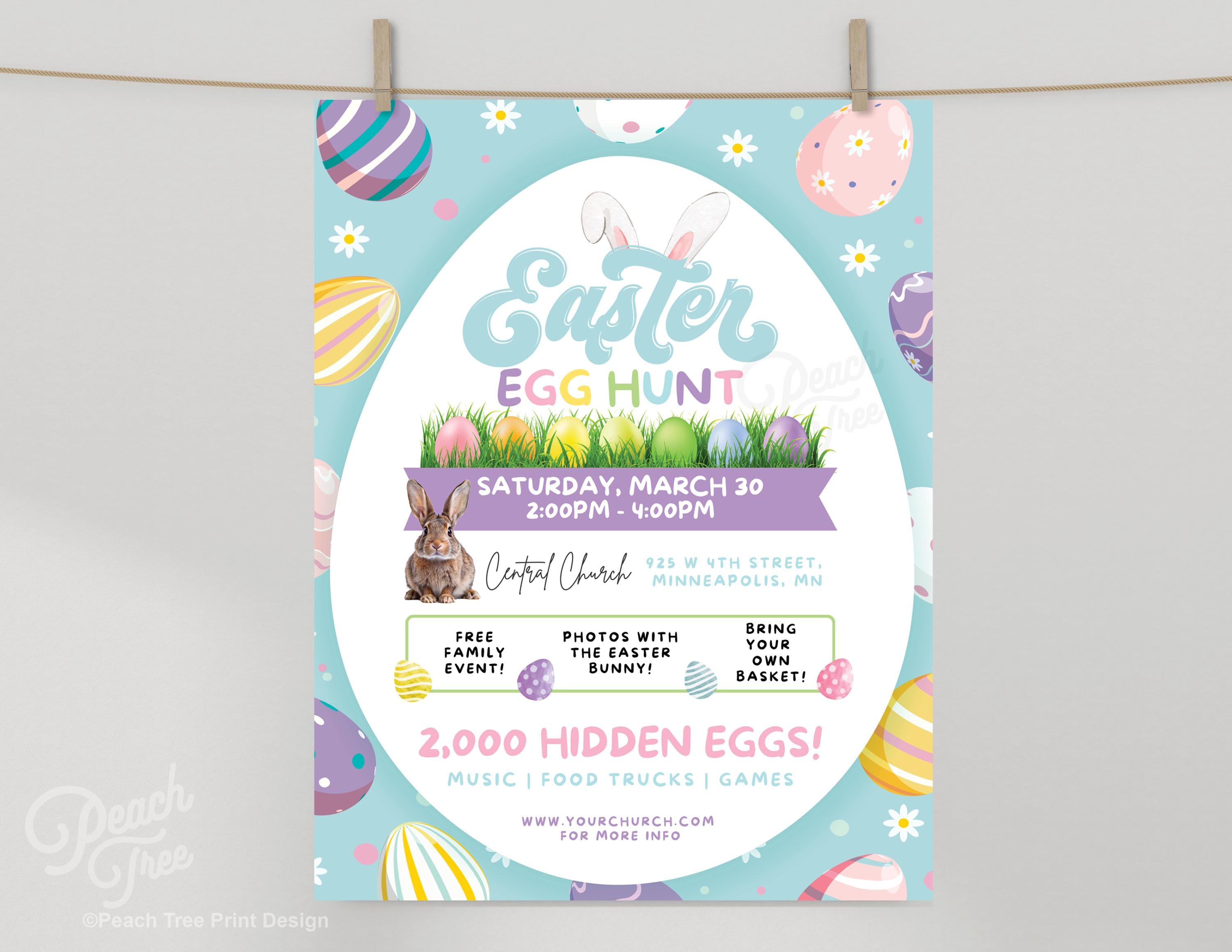 Editable Easter Egg Hunt Flyer, Printable Easter Egg Hunt Invitation ...
