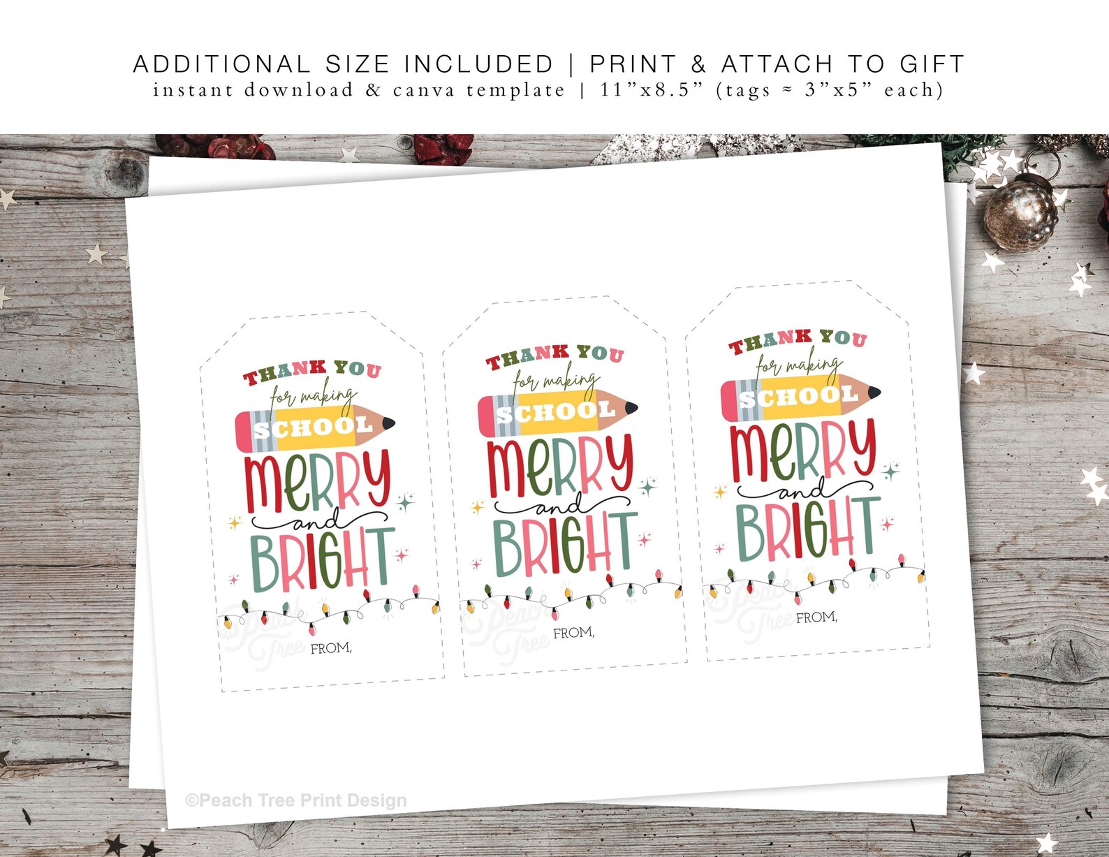 Teacher Christmas Tag, Printable Christmas Tags, Christmas Party Favor ...