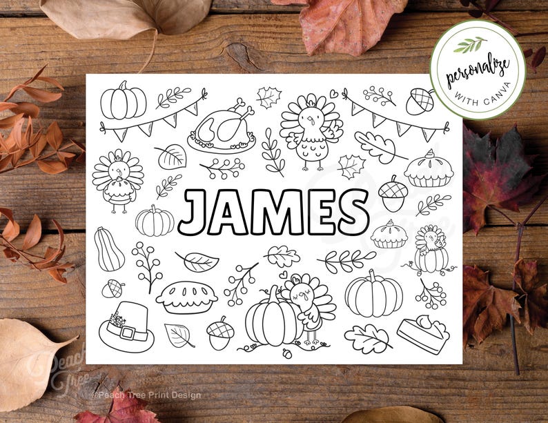 Editable Thanksgiving Placemats for Kids, Personalized Thanksgiving ...