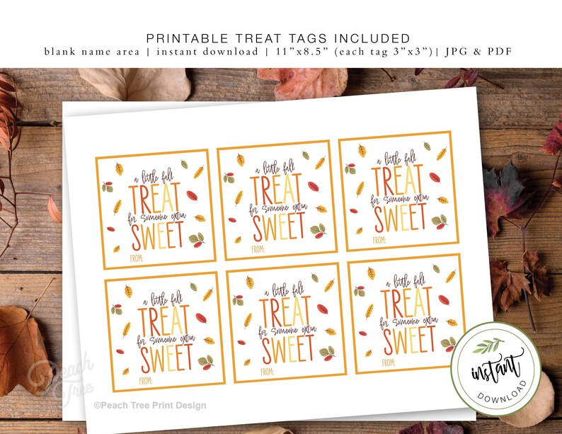 Fall Party Favors, Autumn Gift Tags, Fall Treat Tags, Printable ...