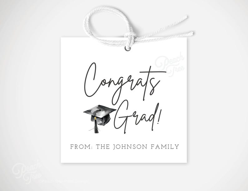 Graduation Gift Tag Digital, Grad Gift Tags Printable, Congrats Grad ...