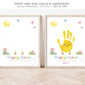 Easter Handprint Craft Printable, Easter Handprint Craft Chick, Happy ...