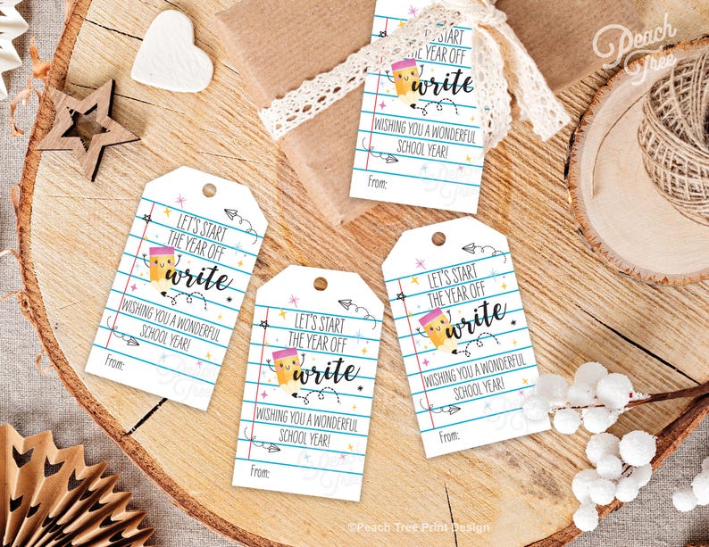 Printable Back to School Tag, Let's Start the Year off Write, Pencil ...
