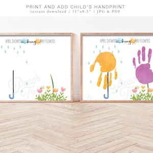 April Showers Bring May Flowers, April Showers Handprint Template ...