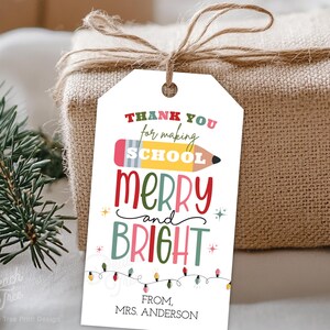 Teacher Christmas Tag, Printable Christmas Tags, Christmas Party Favor ...