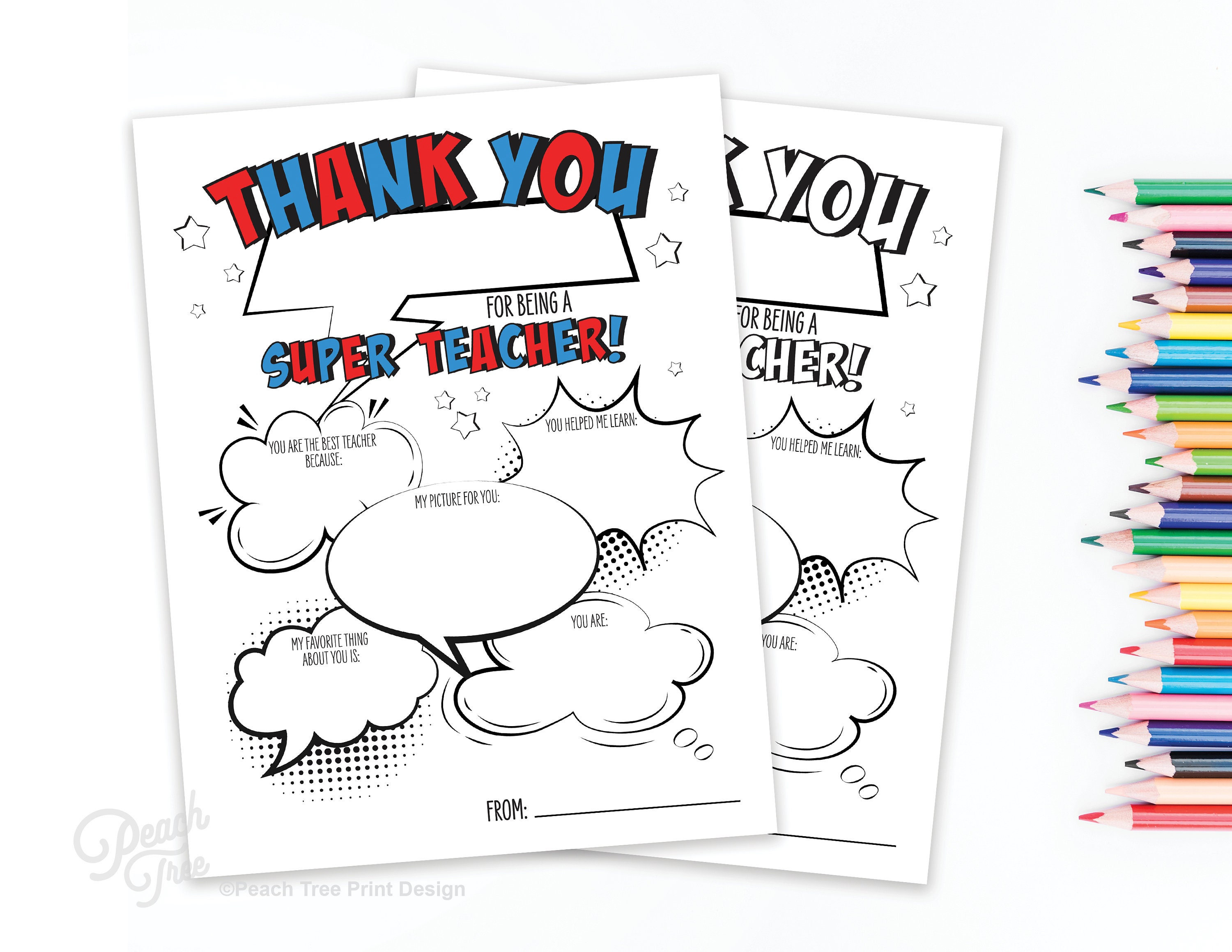 Teacher Thank You Gift Teacher Appreciation Week Printable Super Hero ...