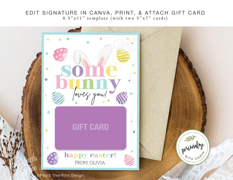Easter Gift Card Holder Printable, Some Bunny Loves You, Printable ...
