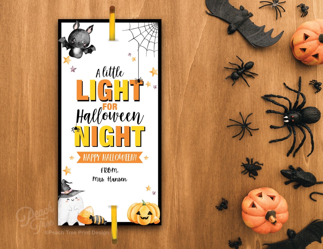 Glow Stick Tag, Printable Halloween Tags, Halloween Treat Tags ...