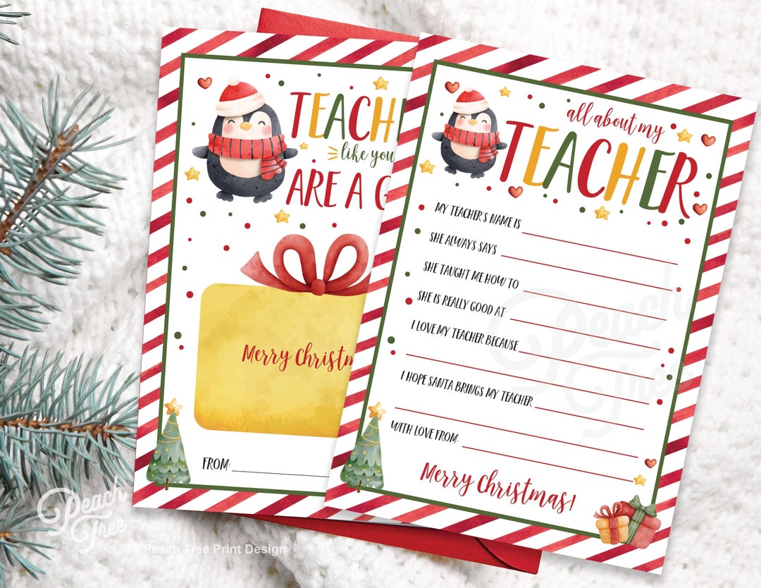 Teacher Christmas Gifts, Teacher Gift Card Holder, Teacher Thank You ...