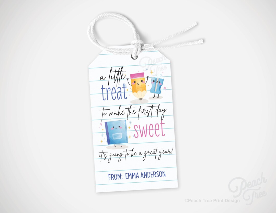 First Day of School Sweet Treat Tag, Teacher Cookie Tag, Welcome Back ...