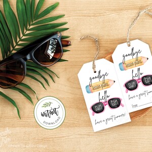 End of Year Gift Tag, Printable End of Year Teacher Gift, Goodbye ...