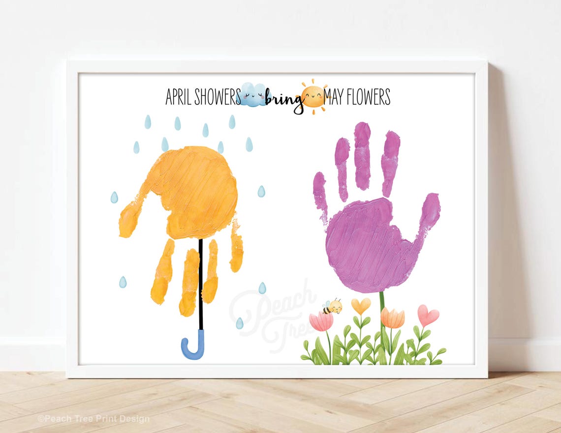 April Showers Bring May Flowers, April Showers Handprint Template ...