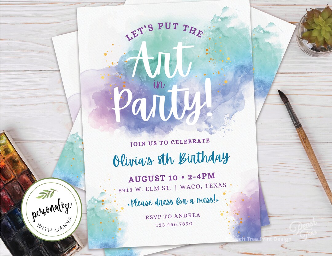 Art Party Invitation, Painting Party Invitation, Art Birthday Party ...