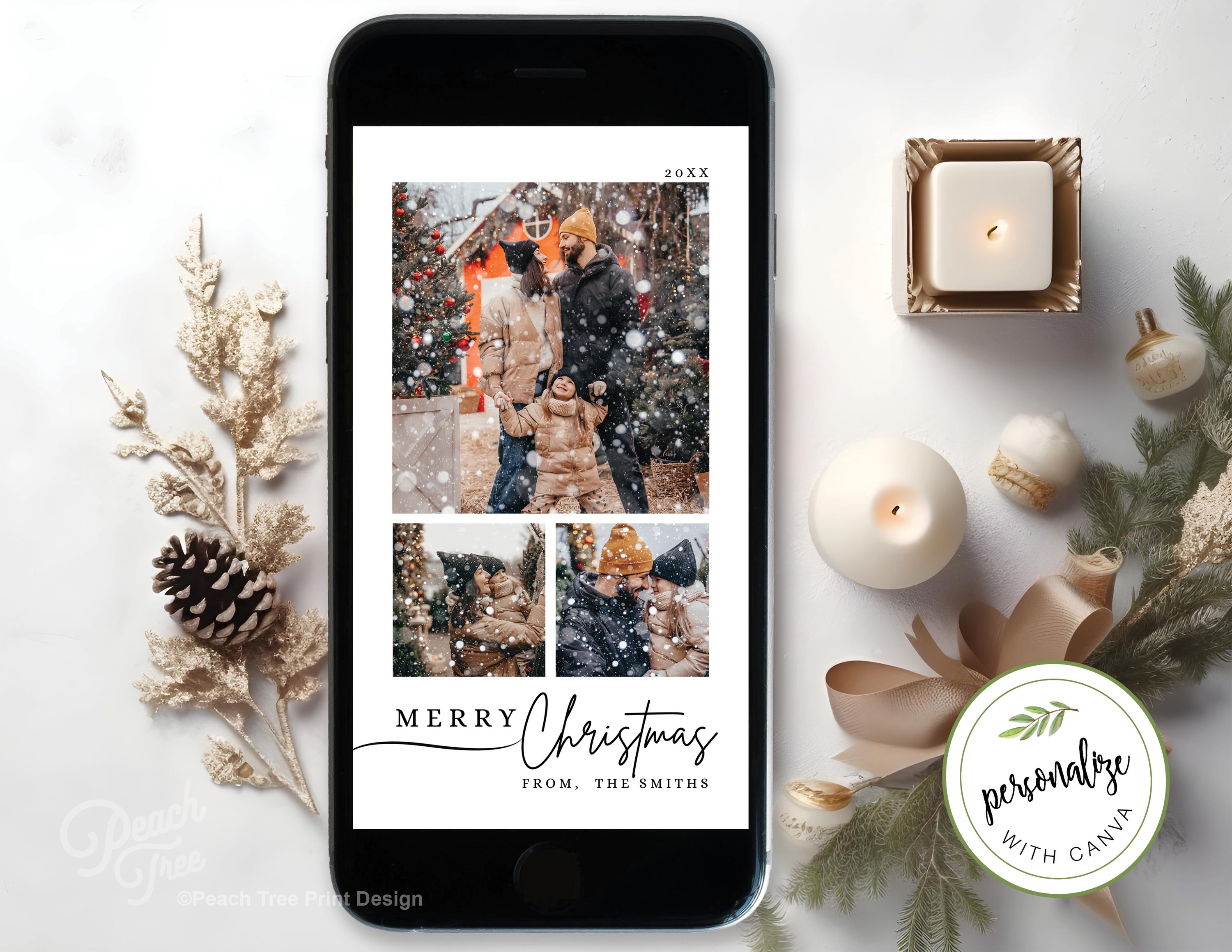 Digital Christmas Card Template, Electronic Christmas Card, Christmas ...