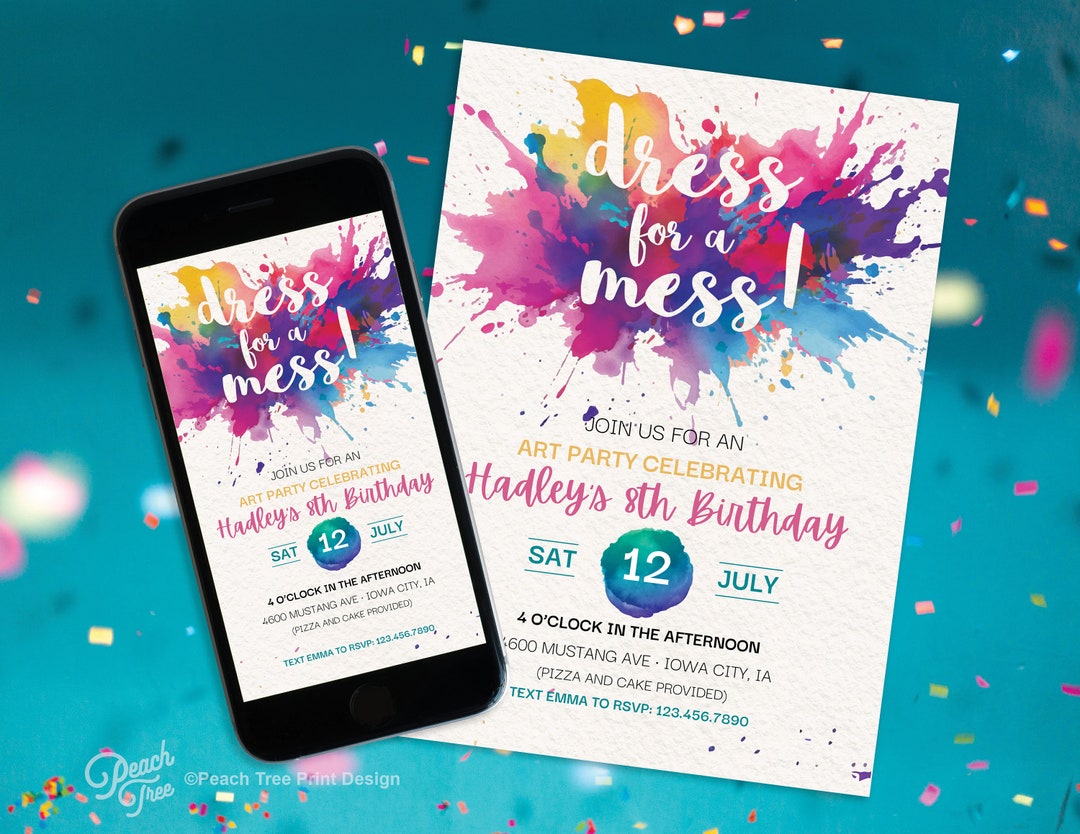 Art Party Invitation, Painting Party Invitation, Art Birthday Party ...