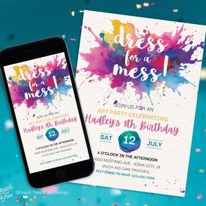 Art Party Invitation, Painting Party Invitation, Art Birthday Party ...