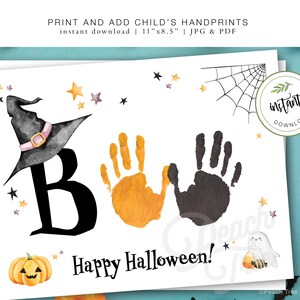 Halloween Handprint Art, Halloween Handprint Craft, Halloween Printable ...