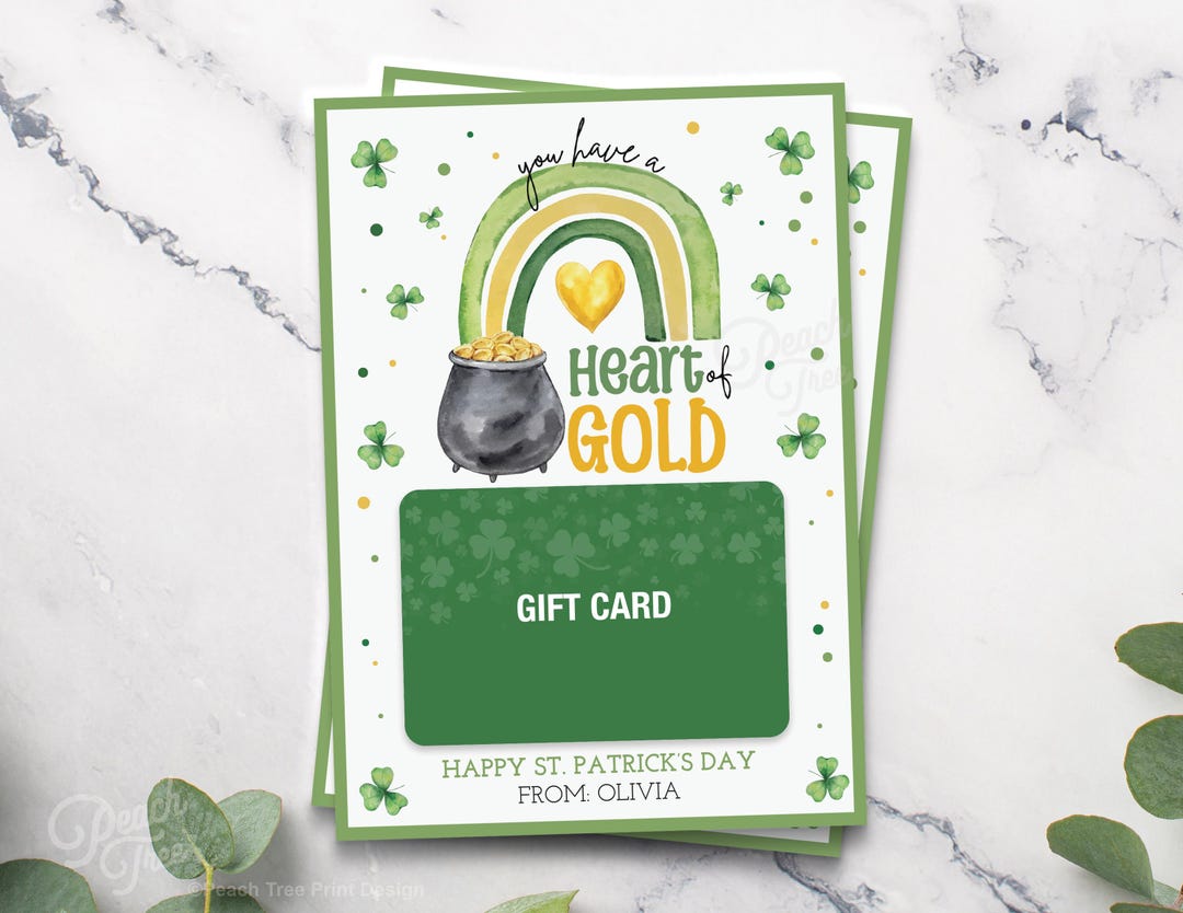 St. Patrick's Day Gift Card Holder, Teacher Appreciation, Printable St ...