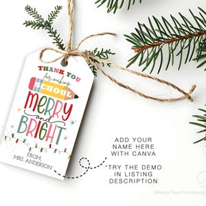 Teacher Christmas Tag, Printable Christmas Tags, Christmas Party Favor ...