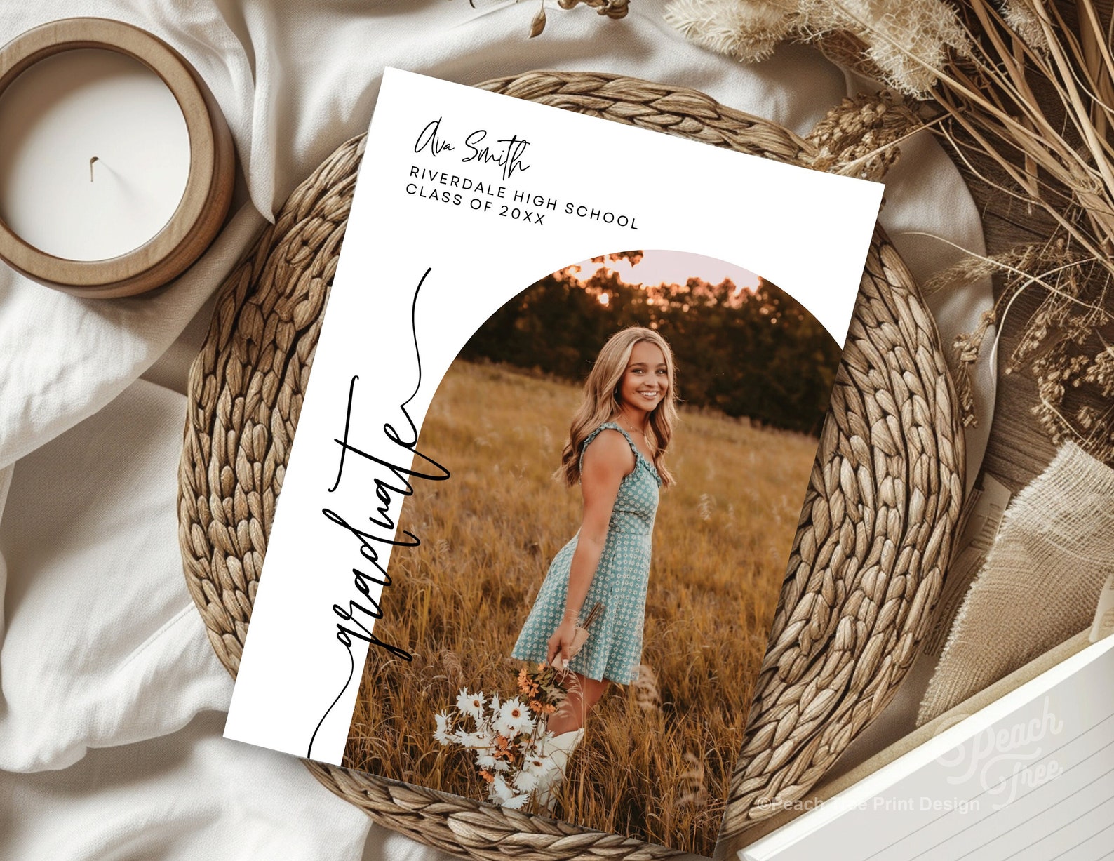 Modern Graduation Announcement Card, Minimalist Senior Announcement ...
