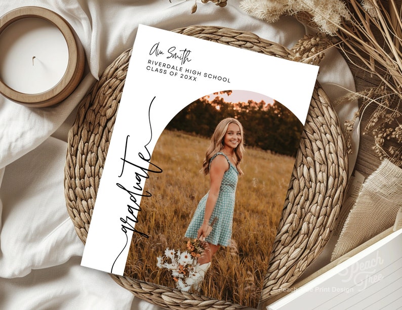 Modern Graduation Announcement Card, Minimalist Senior Announcement ...